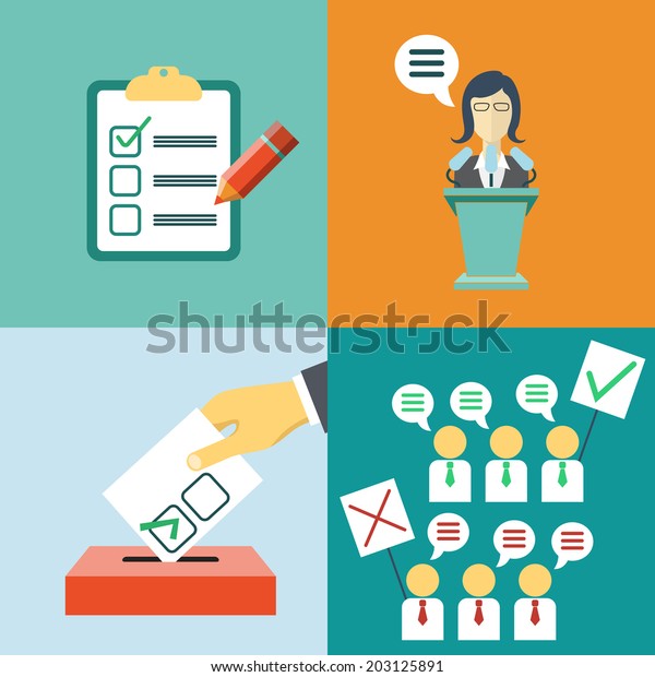 Vector Politics Concept Flat Style Vote Stock Vector (Royalty Free ...