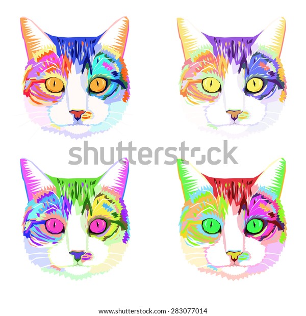 Vector Pop Art Portrait Cat Stock Vector (Royalty Free) 283077014 ...