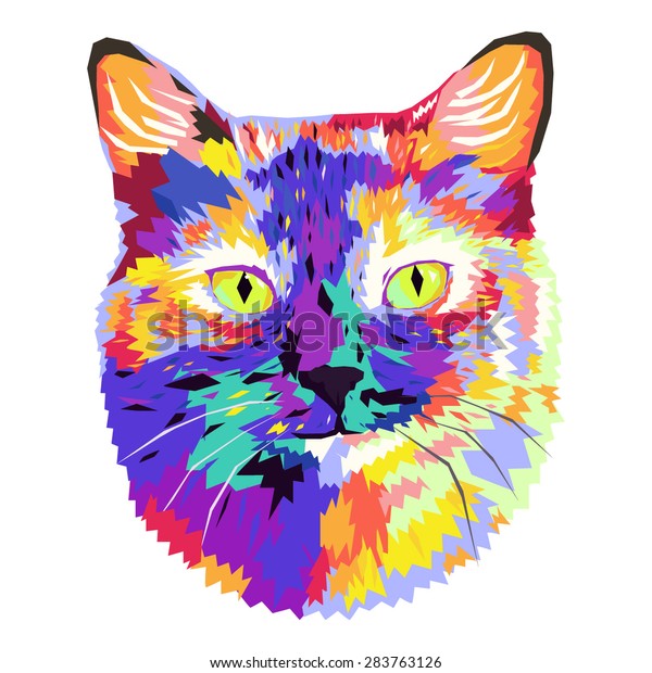 Vector Pop Art Portrait Cat Stock Vector (Royalty Free) 283763126 ...