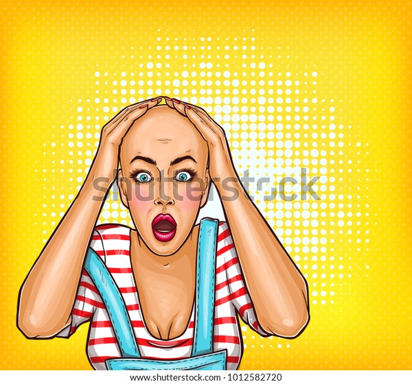 Vector Pop Art Shocked Surprised Girl Stock Vector (Royalty Free ...