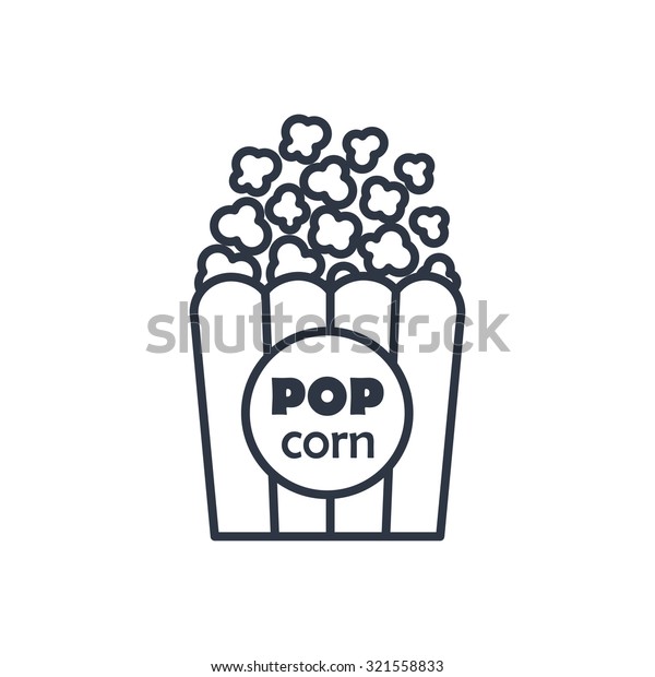 Vector Popcorn Outline Icon Food Symbol: เวกเตอร์สต็อก (ปลอดค่า ...