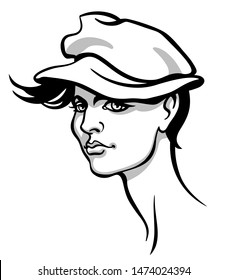 Vector Portrait Line Drawing Young Beautiful Stock Vector (Royalty Free ...