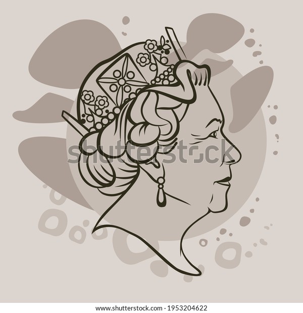 Vector Portrait Queen Elizabeth Ii Current 스톡 벡터(로열티 프리) 1953204622 ...