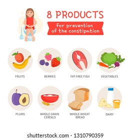 Vector Poster 8 Products Prevention Constipation Stock Vector (Royalty ...
