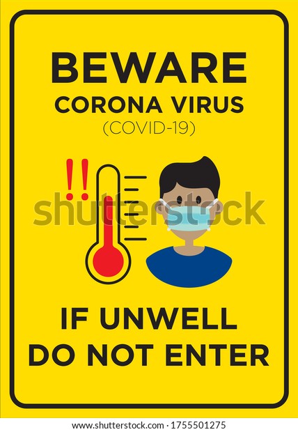 Vector Poster Beware Corona Virus Unwell Stock Vector (Royalty Free ...