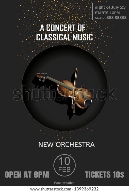 Afiche vectorial de un concierto de música clásica con violín sobre el ...