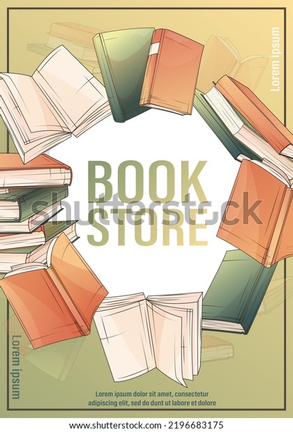Vector Poster Illustration Open Book Stack Stock Vector (Royalty Free ...