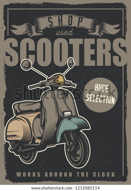 Vector Poster Shop Scooters Stock Vector (Royalty Free) 1212082114 ...