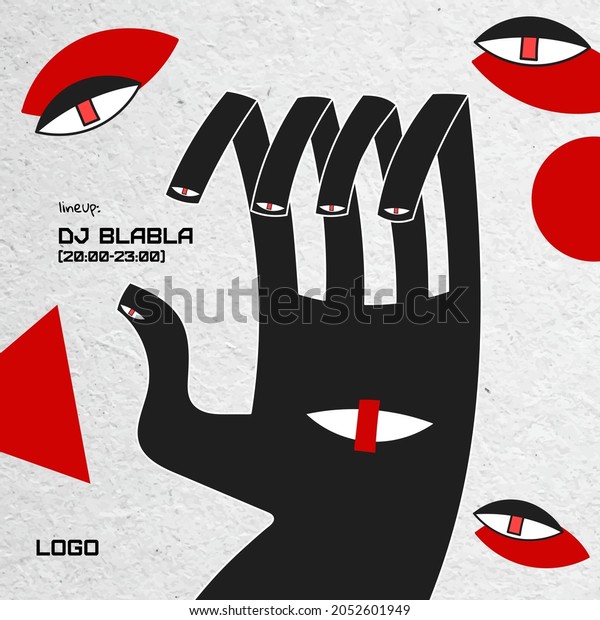 Vector Poster Template Hand Eyes Geometric Stock Vector (Royalty Free ...