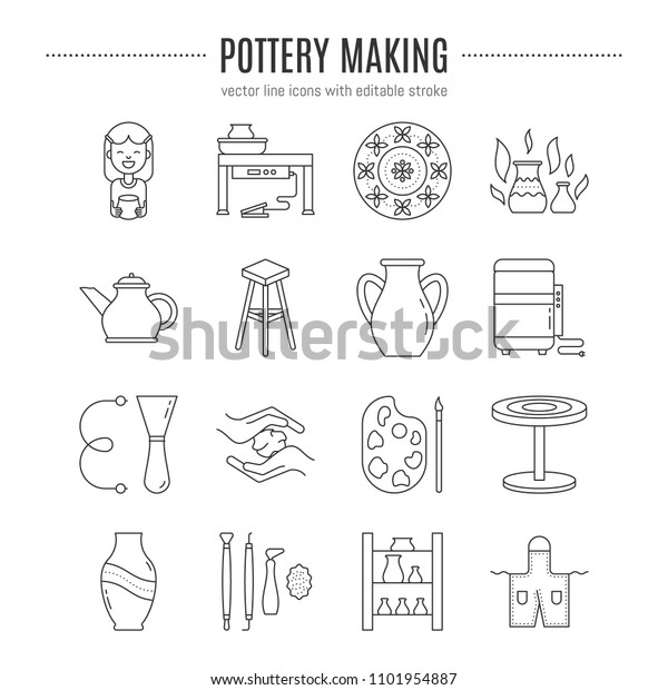 Vector Pottery Ceramics Icon Set Isolated Stock Vector (Royalty Free ...
