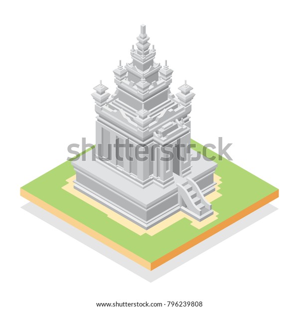 Vector Prambanan Hindu Ancient Temple Isometric Stock Vector (Royalty ...