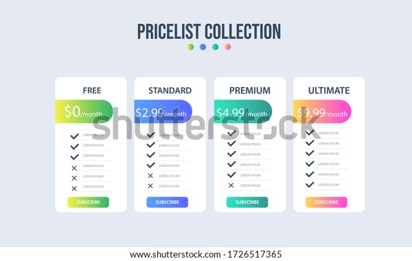 Vector Pricing Plan Banners Infographic Template Stock Vector (Royalty ...