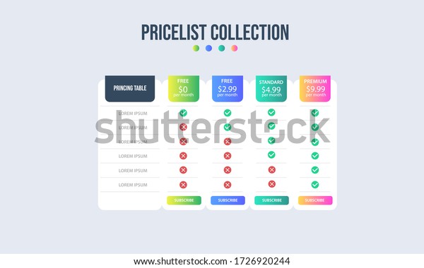 Vector Pricing Plan Banners Infographic Template Stock Vector (Royalty ...