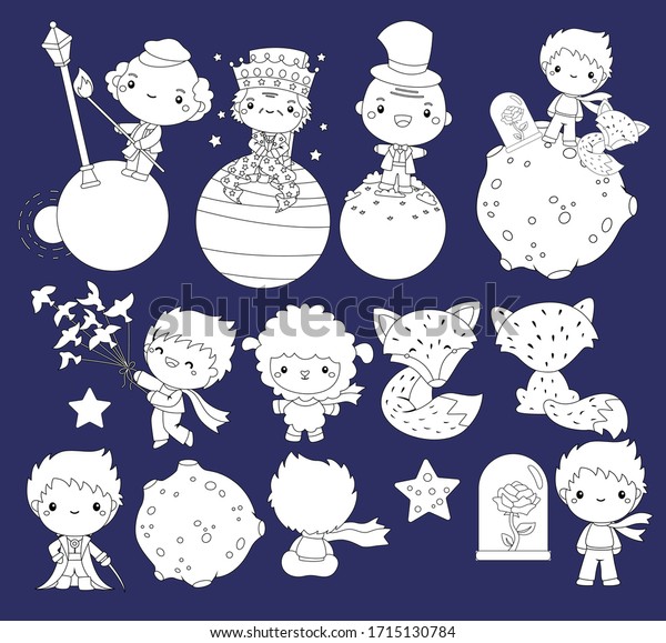 Vector Prince Characters Black White Stock Vector (Royalty Free ...