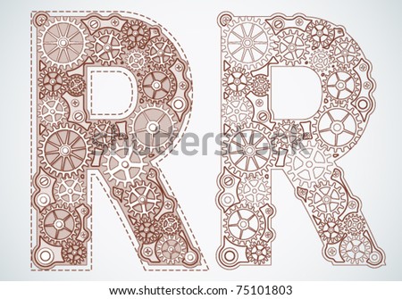 Vector Print Alphabet Gears Letter R Stock Vector (Royalty Free ...