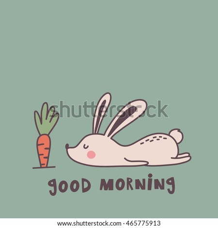 Vector Print Rabbit Good Morning Stock Vector (Royalty Free) 465775913 ...