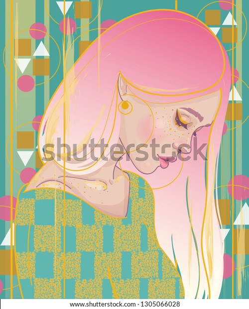 「vector Profile Beautiful Girl Pink Hair」のベクター画像素材(ロイヤリティフリー) 1305066028