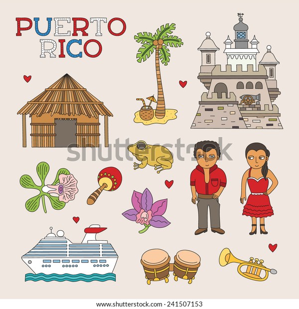 Vector Puerto Rico Doodle Art para viajes y turismo