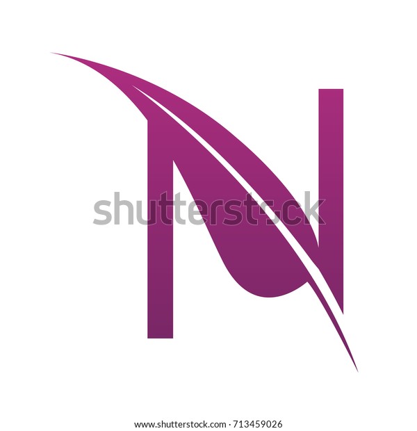 Vector Purple Letter N Botanical Leaf Stock Vector (Royalty Free ...