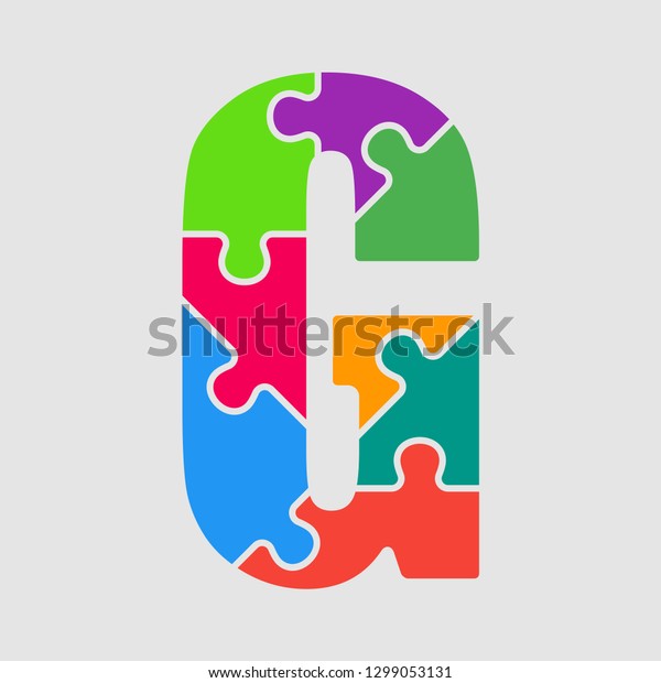 Letra de la pieza del puzzle del vector - G. Forma de fuente de cristal ...