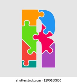 Vector Puzzle Piece Letter R Jigsaw Stock Vector (Royalty Free ...