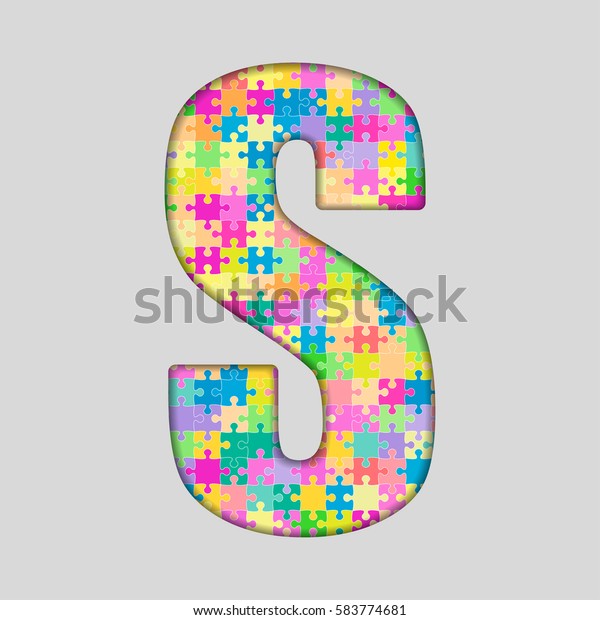 Vector Puzzle Piece Letter S Jigsaw Stock Vector (Royalty Free) 583774681