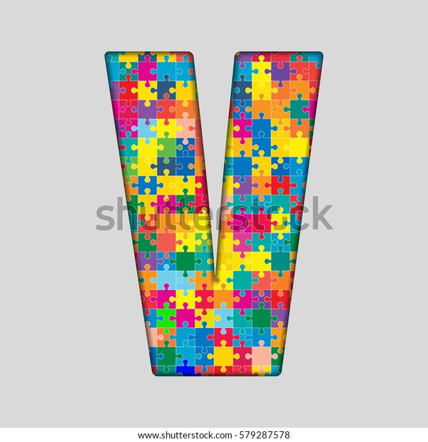 Vector Puzzle Piece Letter V Jigsaw Stock Vector (Royalty Free) 579287578