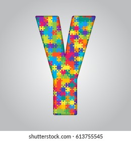 Vector Puzzle Piece Letter Y Jigsaw Stock Vector (Royalty Free ...