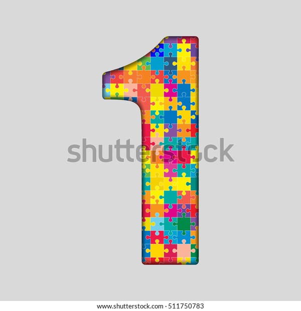 Vector Puzzle Pieces Number 1 Jigsaw Stock Vector (Royalty Free ...