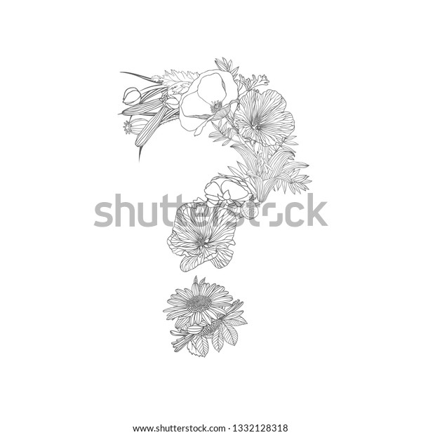 Vector Question Mark Symbol Linear Flowers Stock Vector (Royalty Free ...