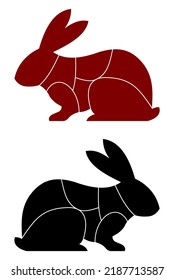 Vector Rabbit Cuts Butcher Diagram Stock Vector (Royalty Free ...