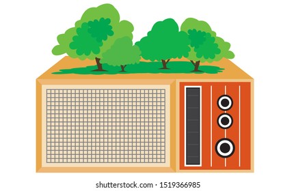 Vector Radio Green Tree Garden Stock Vector (Royalty Free) 1519366985 ...