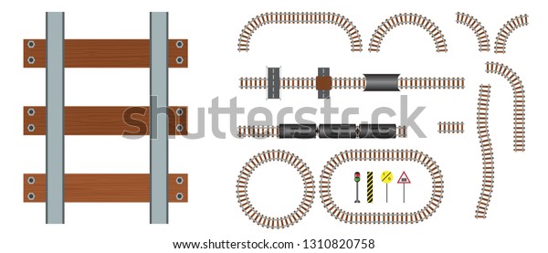 Vector Railroad Railway Tracks Construction Elements Stock Vector ...
