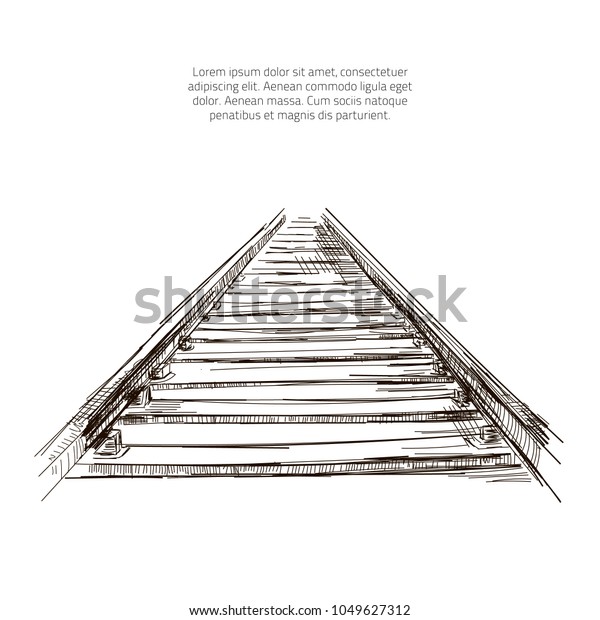 Vector Railway Pencil Sketch Train Railway Stock Vector (Royalty Free ...