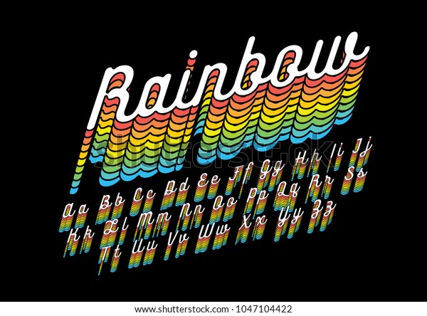 Vector Rainbow Colored Cursive Font Alphabet Stock Vector (Royalty Free ...