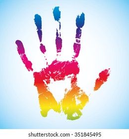 Vector Rainbow Colorful Ink Hand Print Stock Vector (Royalty Free ...