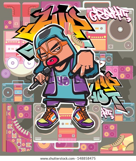 Vector Rap Hip Hop Graffiti Character Stock Vector (Royalty Free) 148858475