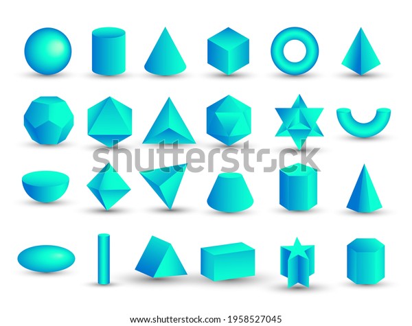 Vector Realistic 3d Blue Geometric Shapes Stock Vector (Royalty Free ...