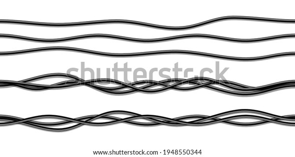 Vector Realistic Black Electricity Cables Isolated Stock Vector ...
