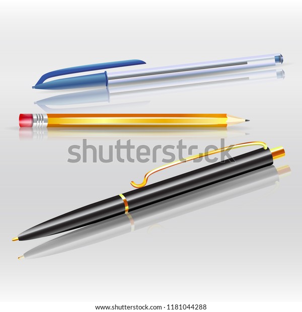Vector Realistic Black Pen Pencil On Stock Vector (Royalty Free ...