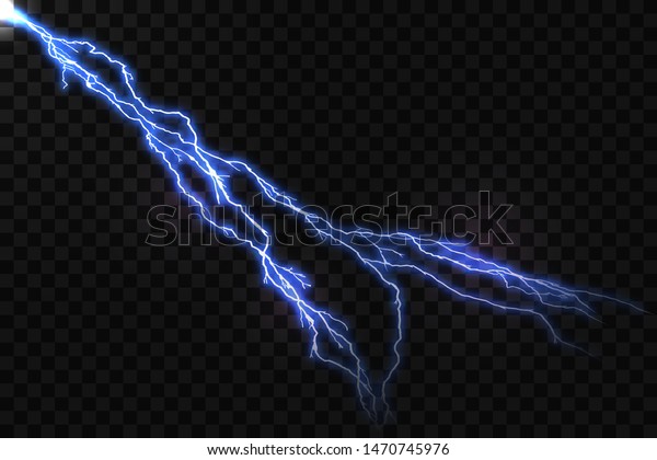 Vector Realistic Blue Lightning Glowing Thunder Stock Vector (Royalty ...