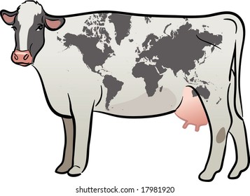 Vector Realistic Cow Earth Continents Map: vector de stock (libre de ...