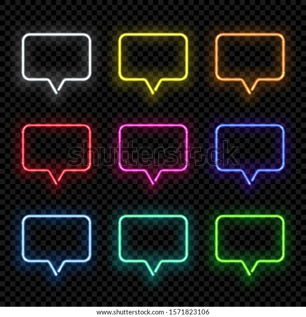 Vector Realistic Different Color Neon Rectangle Stock Vector (Royalty ...