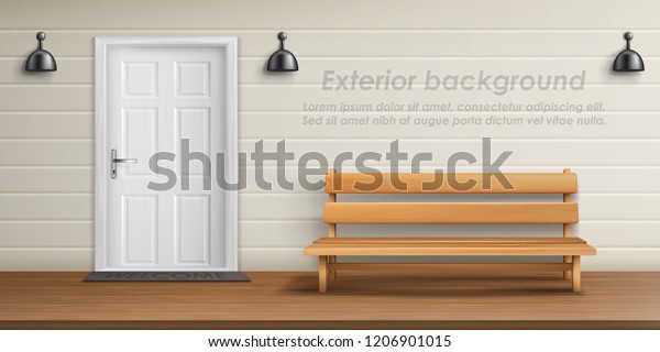 Vector Realistic Exterior Background Veranda Facade Stock Vector ...