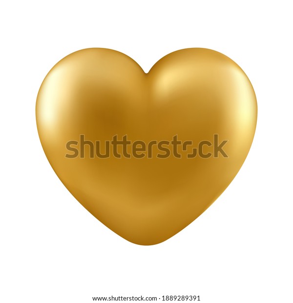 Vector Realistic Golden Heart Isolated On Stock Vector (Royalty Free ...