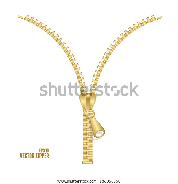 Vector Realistic Golden Zipper Space Illustration Stock Vector (Royalty ...