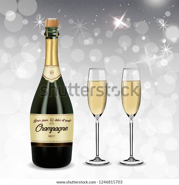 Vector Realistic Green Gold Label Champagne Stock Vector (Royalty Free ...