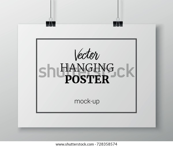 Vector Realistic Horizontal Hanging Poster Mock Stock Vector (Royalty ...