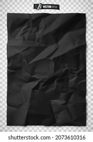 Vector Realistic Illustration Black Crumpled Paper Stock Vector ...