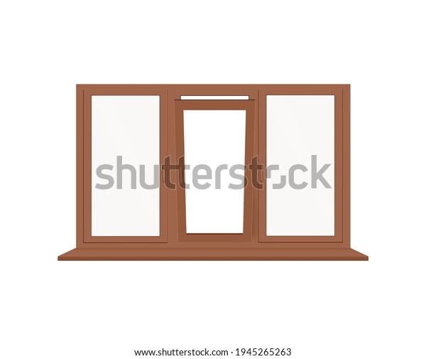 Vector Realistic Illustration Glass Window Brown Stock Vector (Royalty ...